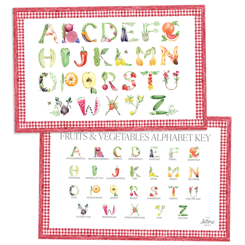 Fruits and Vegetables Alphabet Placemats – The Letter Nest