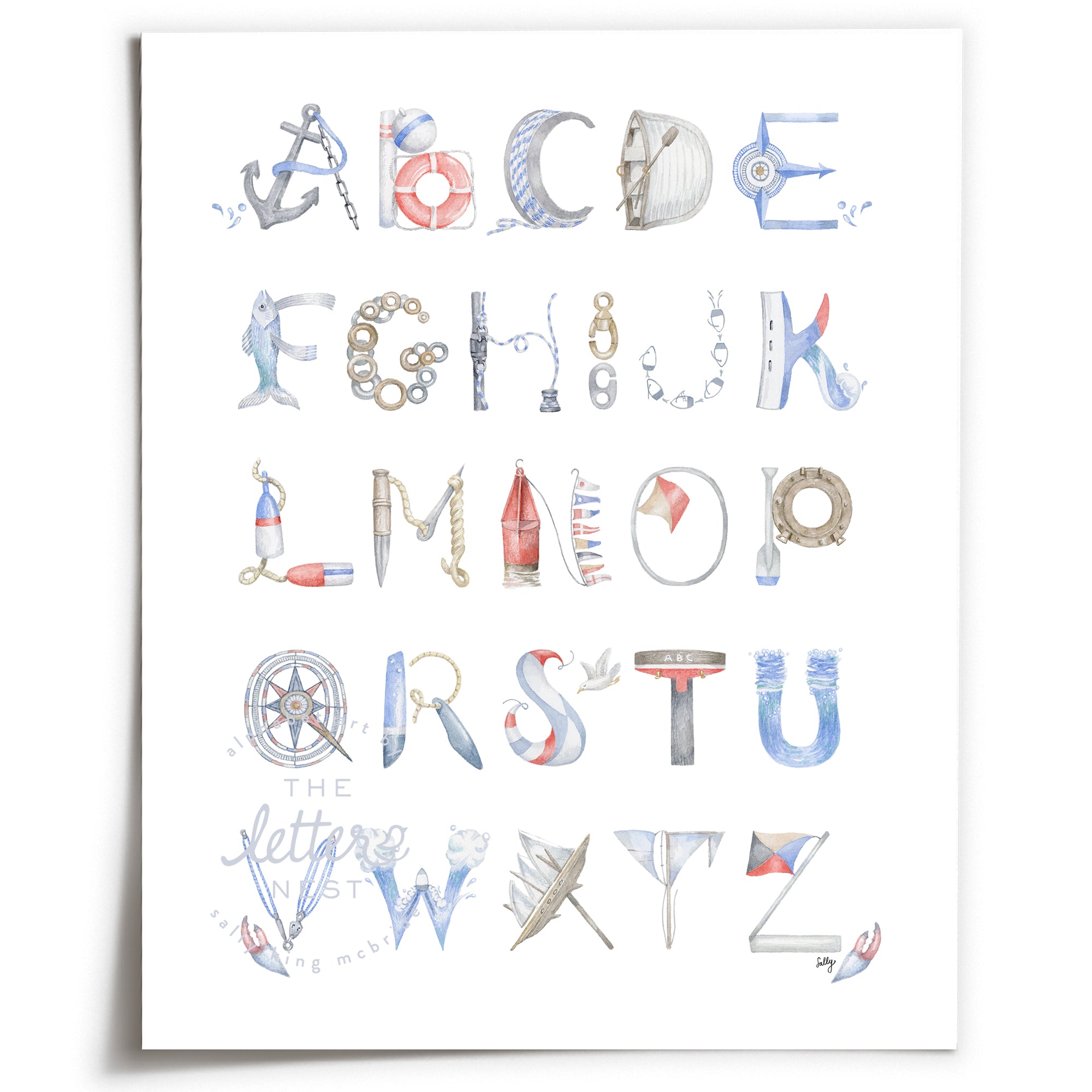 Nautical Alphabet Print - and Nantucket Nautical version - The Letter Nest