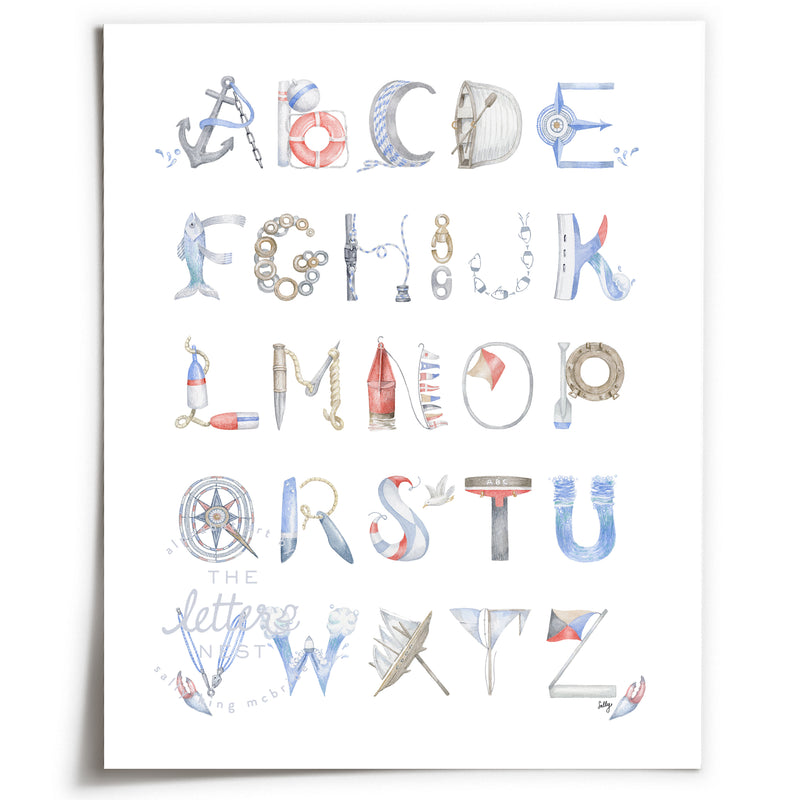 Nautical Alphabet Print - and Nantucket Nautical version - The Letter Nest