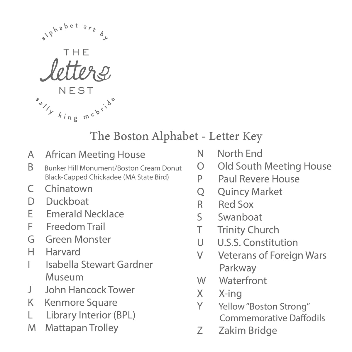 Boston Alphabet Print - The Letter Nest
