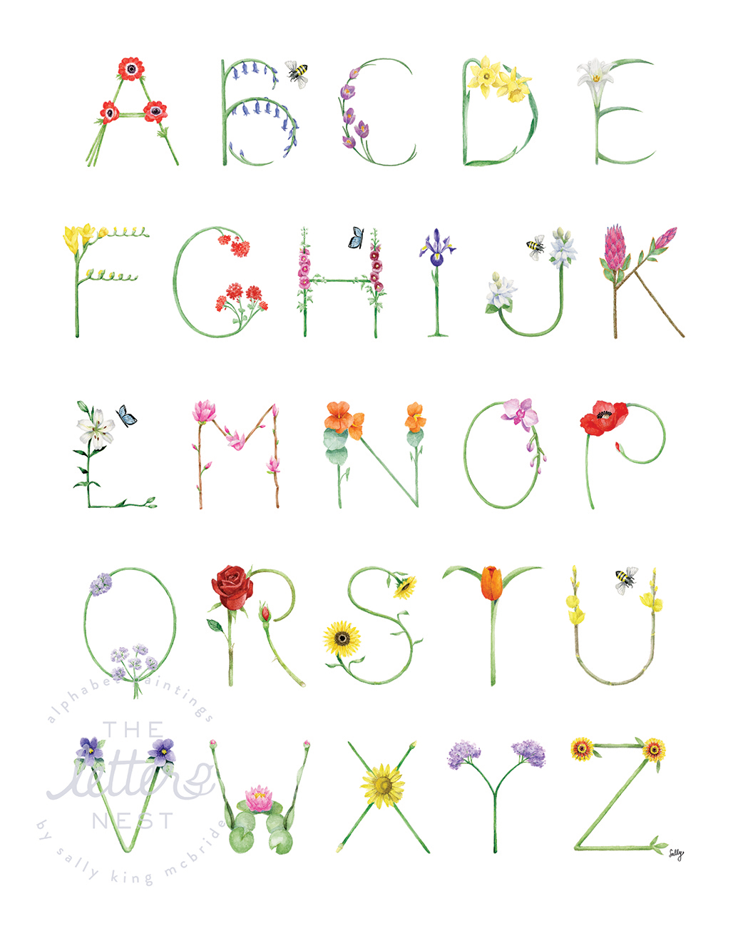 Flower Alphabet Print - The Letter Nest