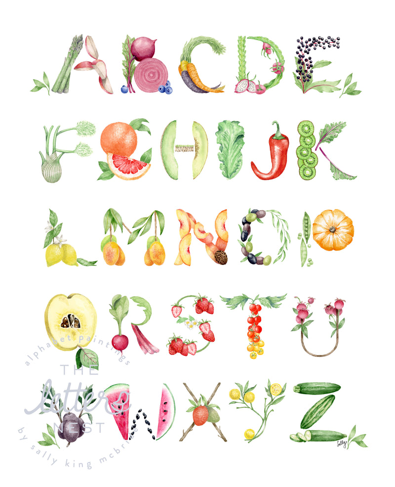 Fruits & Vegetables Alphabet Print - The Letter Nest
