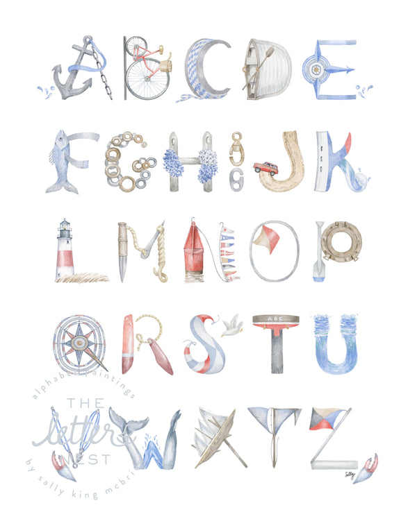 Nautical Alphabet Print - and Nantucket Nautical version - The Letter Nest